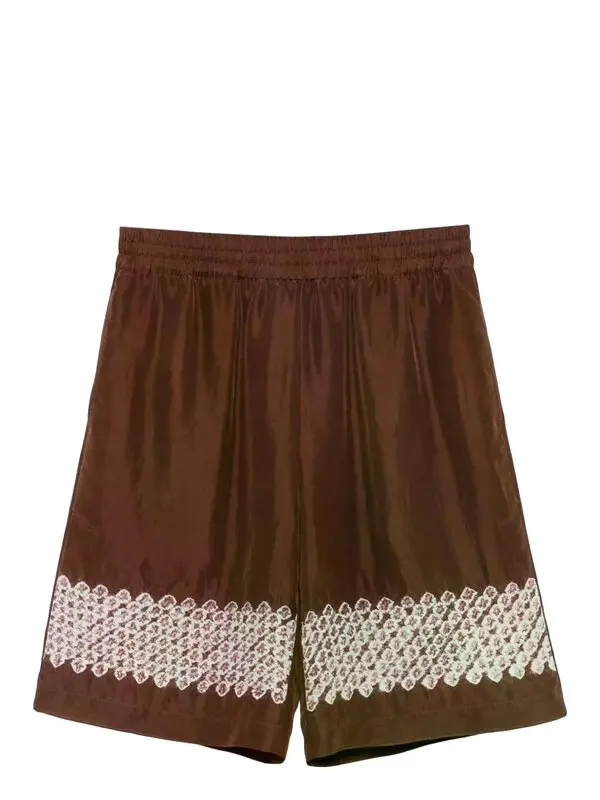 FENG CHEN WANG Graphic-print Shorts - Brown