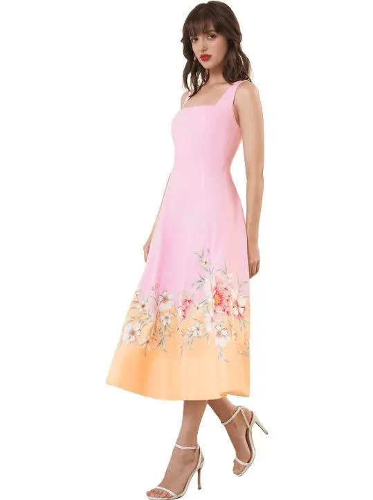 Yumi Kim Linen Floral Midi Dress - Natural