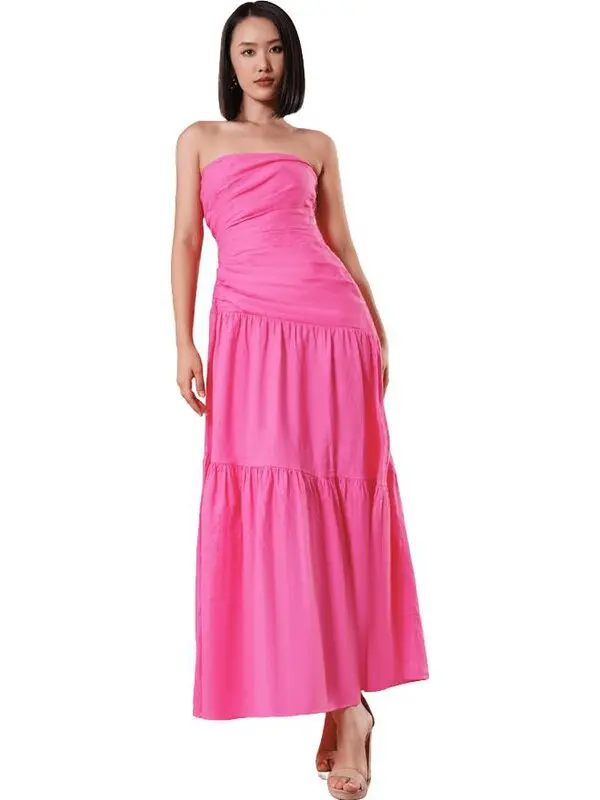 Yumi Kim Katrina Linen Strapless Dress - Pink