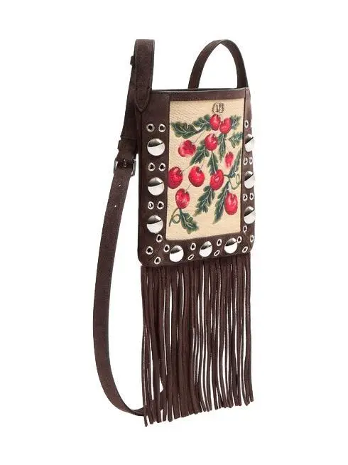 Valentino Garavani Nellcôte Small Shoulder Bag In Jacquard Raffia With Cherryfic Pattern - Multicolor