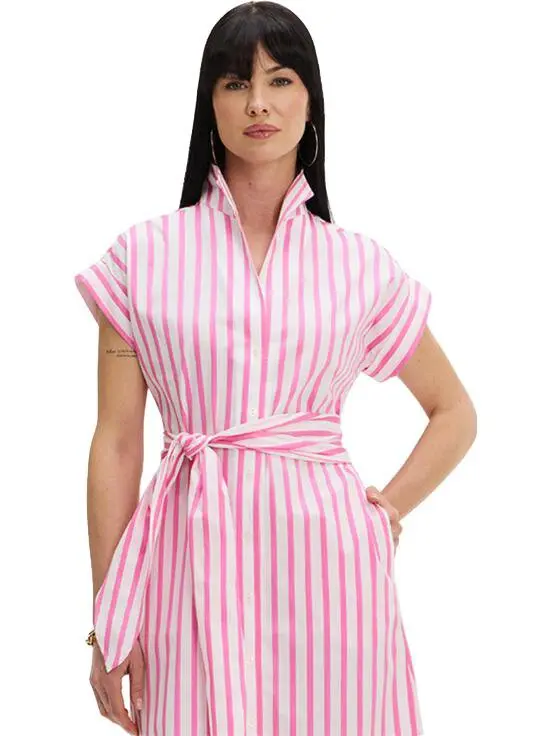 SARAH ALEXANDRA Cap Sleeve Shirt Dress - Pink