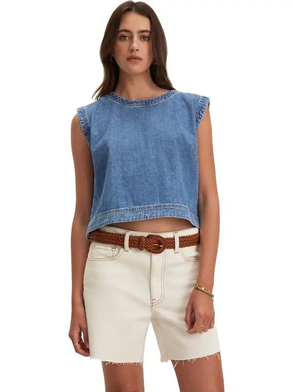 Velvet By Graham & Spencer Loren Denim Top - Navy