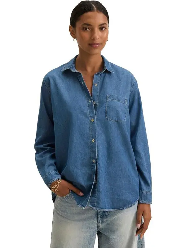 Velvet By Graham & Spencer Kassa Chambray Shirt - Blue