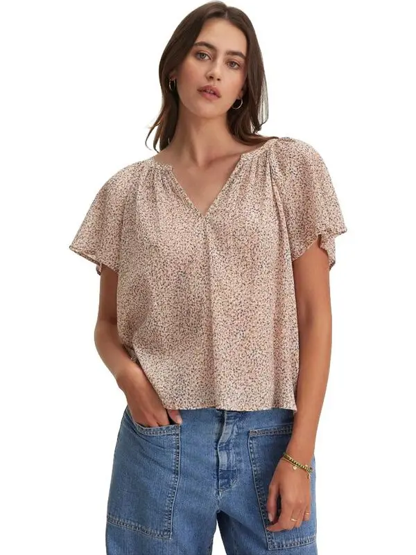 Velvet By Graham & Spencer Park Printed Gauze Top - Neutral / Floral