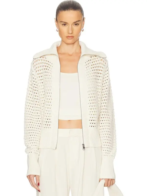 Varley Eloise Full Zip Knit Sweater - Egret