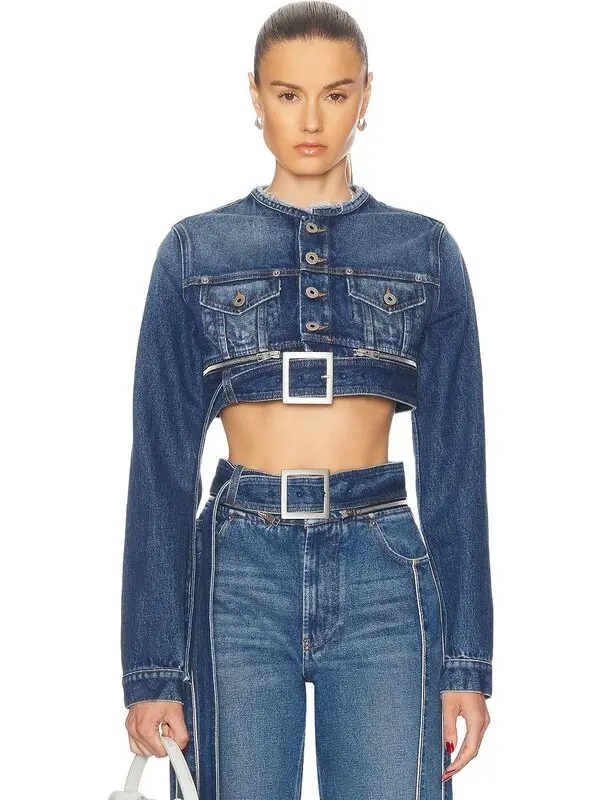 JEAN PAUL GAULTIER Super Cropped Denim Jacket - Vintage Blue