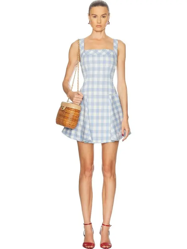 Simkhai Hannalie Mini Dress - Blue Hydrangea Gingham