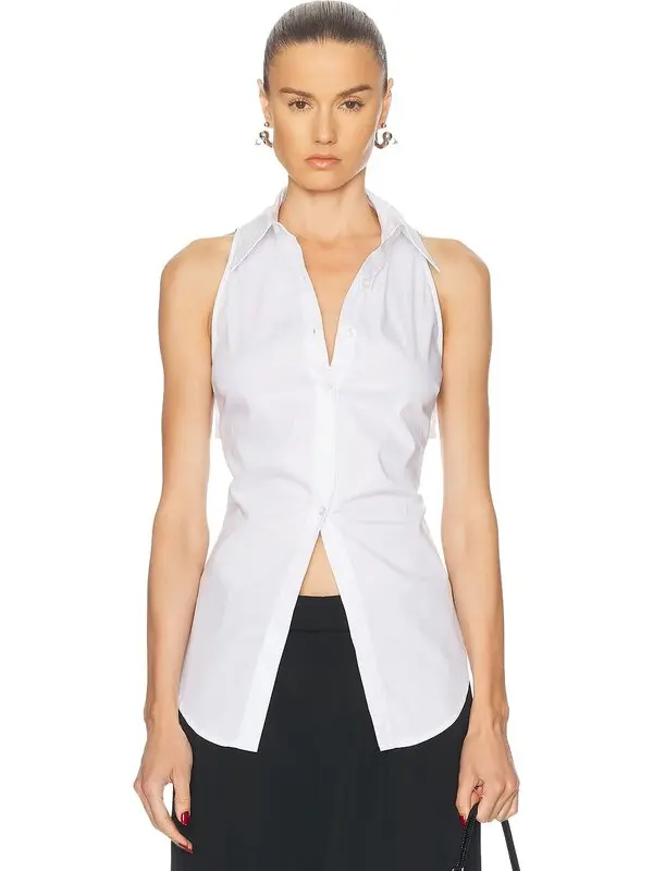 SIMONMILLER Loch Sleeveless Poplin Top - Macadamia