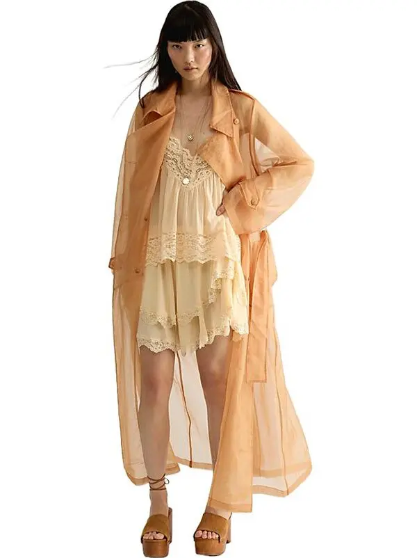 NIGEL PRESTON Organza Trench Coat - Cinnamon
