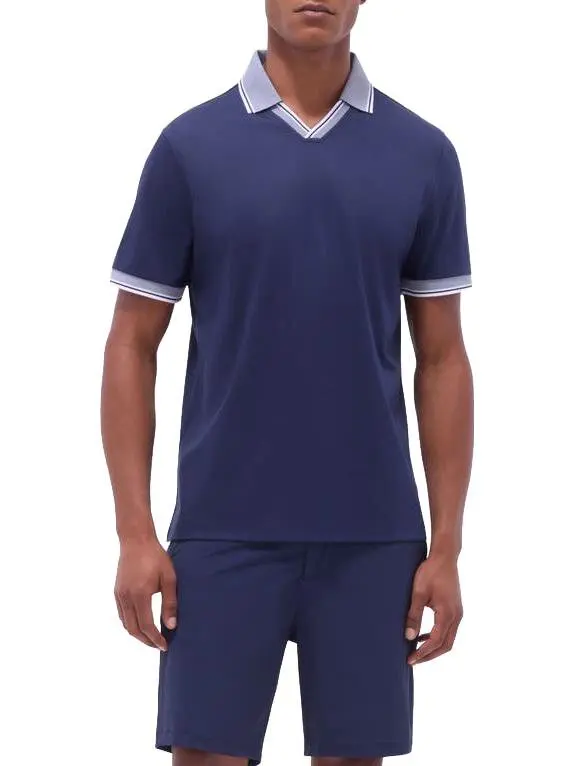Bugatchi Tipped Johnny Collar Polo - Navy