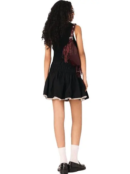 Maje Ribbed Vest Top With Clover Embroidery - Black / White