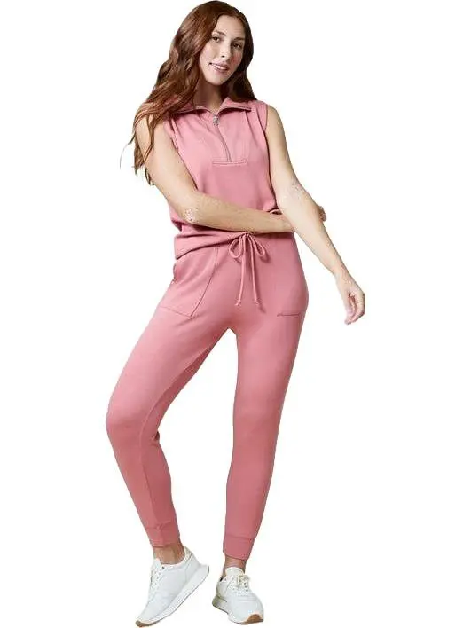 SOFTIES Athleisure Puredream 1/4 Zip Sleeveless Jogger Lounge Set - Copper Rose