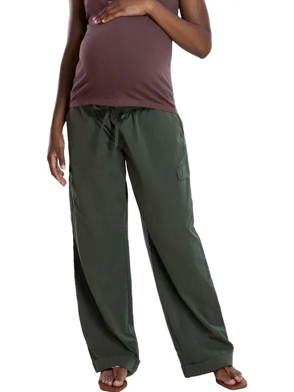 Motherhood Maternity Under The Belly Utility Cargo Relaxed Fit Pant - Beluga
