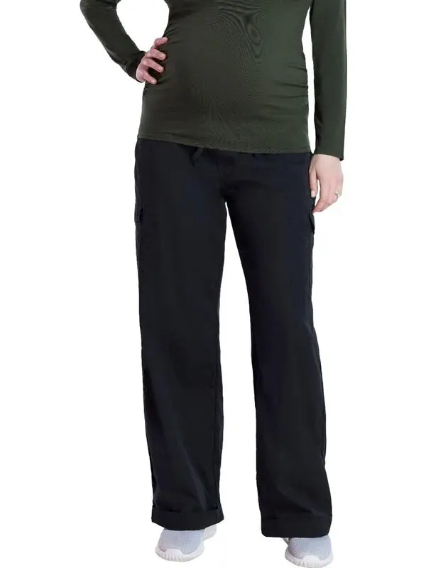Motherhood Maternity Under The Belly Utility Cargo Relaxed Fit Pant - Black