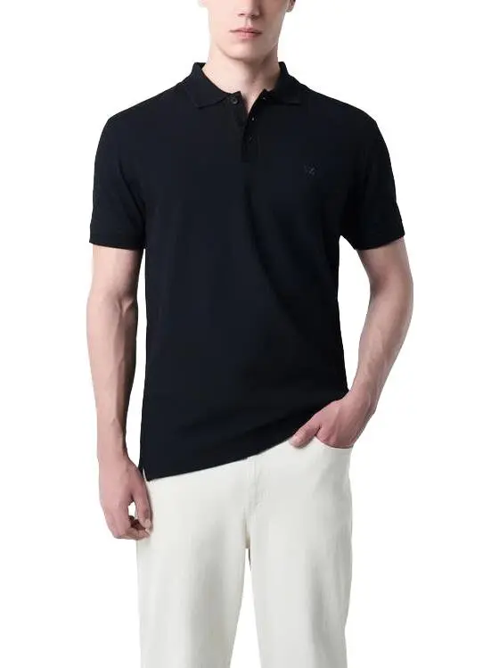 VELEZ Semi-fit Polo Shirt With Jacquard Detail - Black