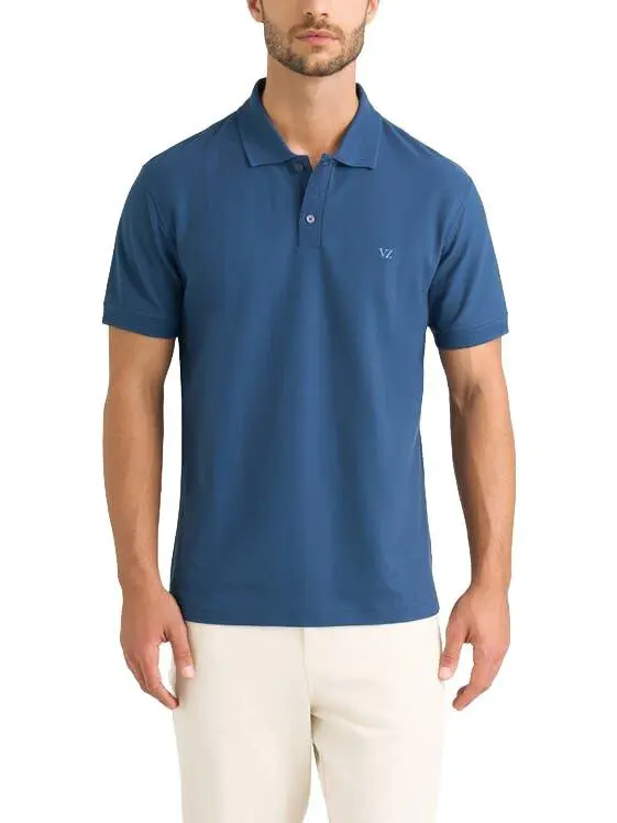 VELEZ Semi-fit Polo Shirt With Jacquard Detail - Blue