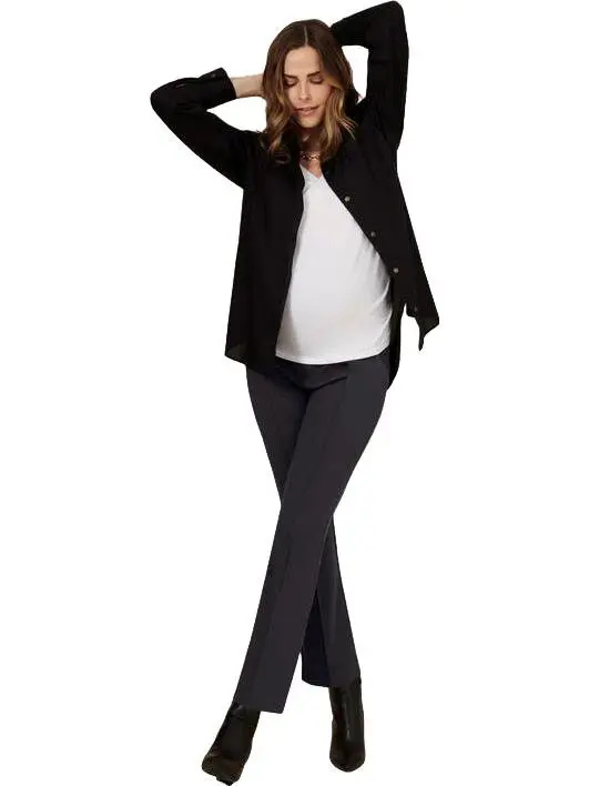 Motherhood Maternity Long Sleeve Poplin Shirt - Black