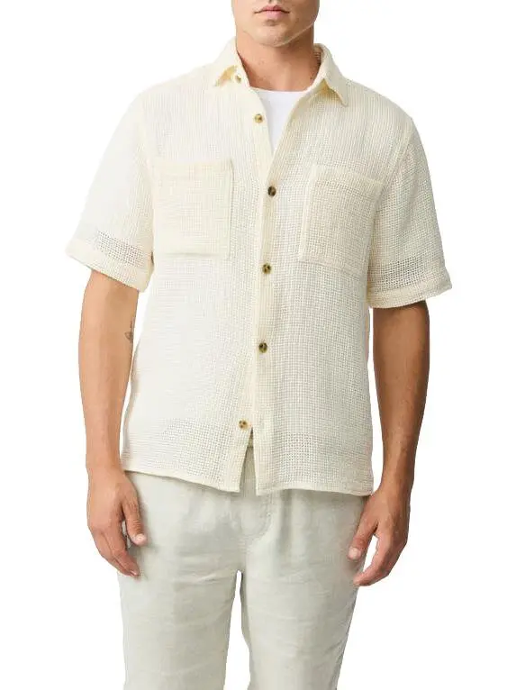 Rodd & Gunn Enstone Lane Short Sleeve Cotton Mesh Button-up Shirt - Barley