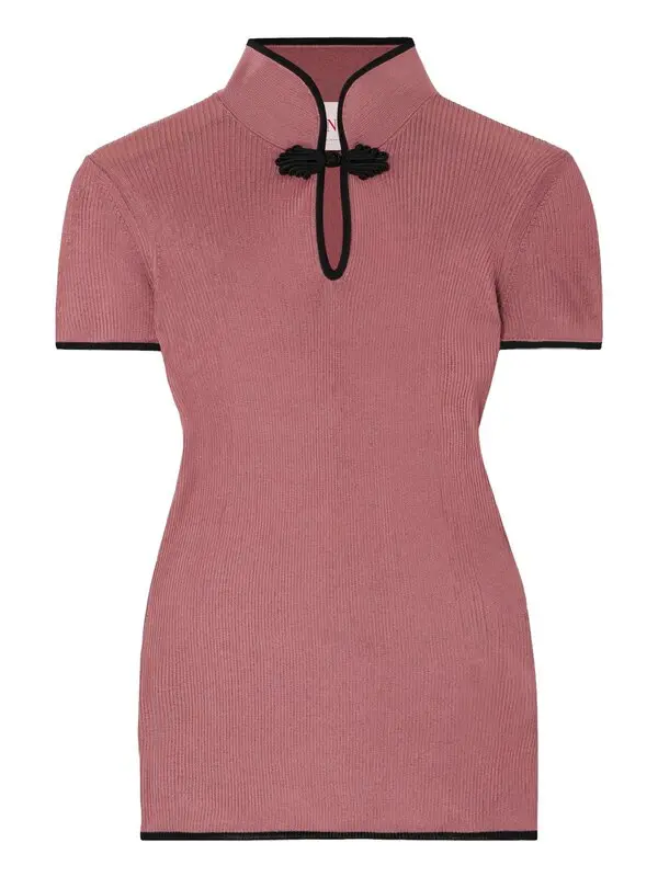 Valentino Garavani Ribbed Silk Top - Pink