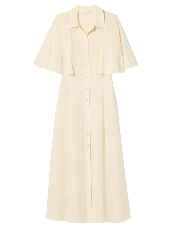 Ulla Johnson Silhouette Silk Crepe De Chine Midi Shirt Dress - Cream