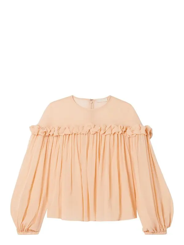 Ulla Johnson Peggy Ruffled Gathered Blouse - Orange
