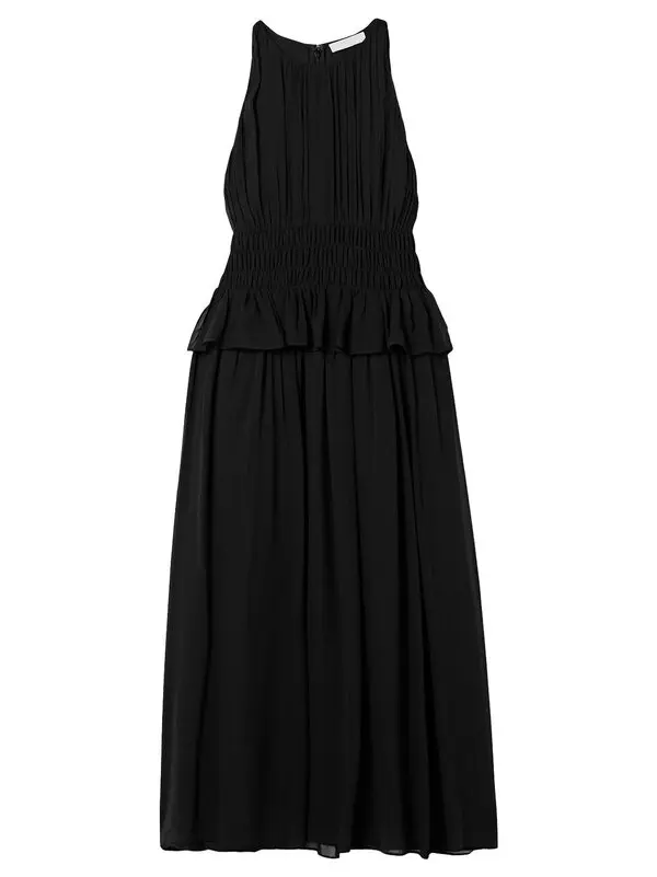 Ulla Johnson Adeline Silk Crepe De Chine Midi Dress - Black