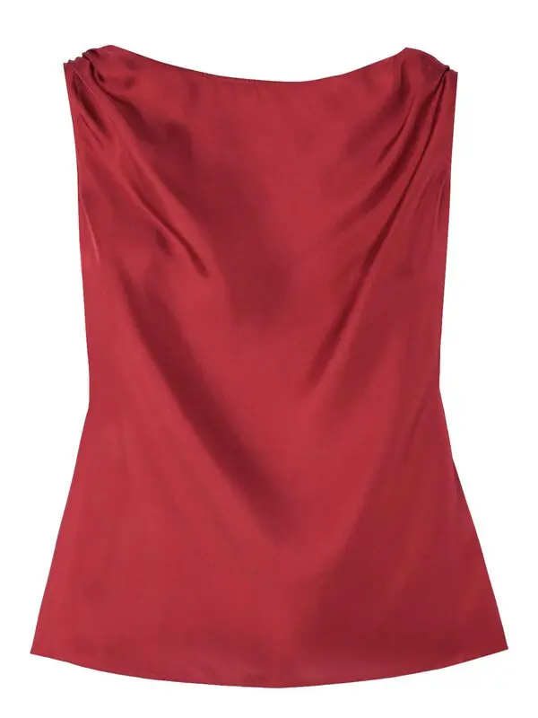 Loulou De Saison Remy Knotted Silk-twill Top - Red