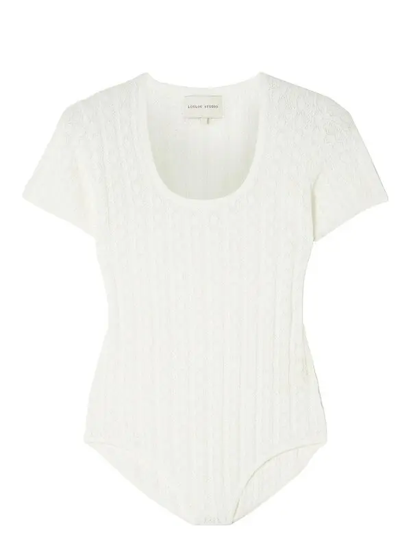Loulou De Saison Silas Pointelle-knit Bodysuit - Ivory