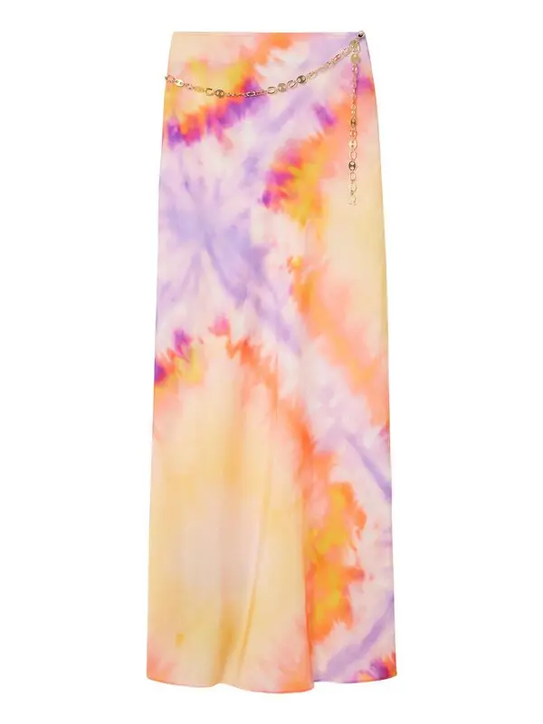 Rabanne Chainmail-embellished Tie-dye Maxi Skirt - Orange