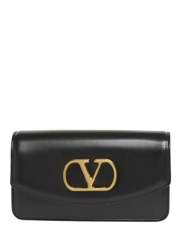 Valentino Garavani Vain Small Vlogo Leather Clutch Bag - Nero