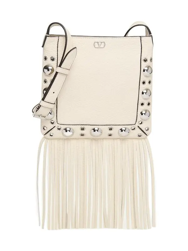 Valentino Garavani Nellcote Small Studded Leather Crossbody Bag - Light Ivory