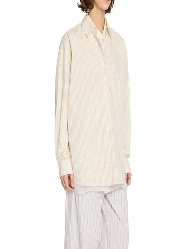THE ROW Caster Striped Oversized Shirt - Beige  Orange
