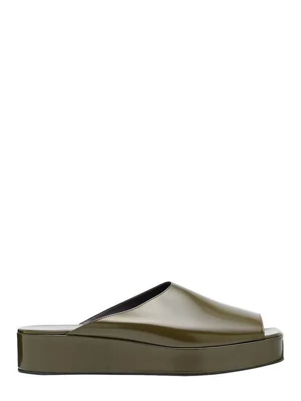 THE ROW Emi Leather Flatform Sandals - Green