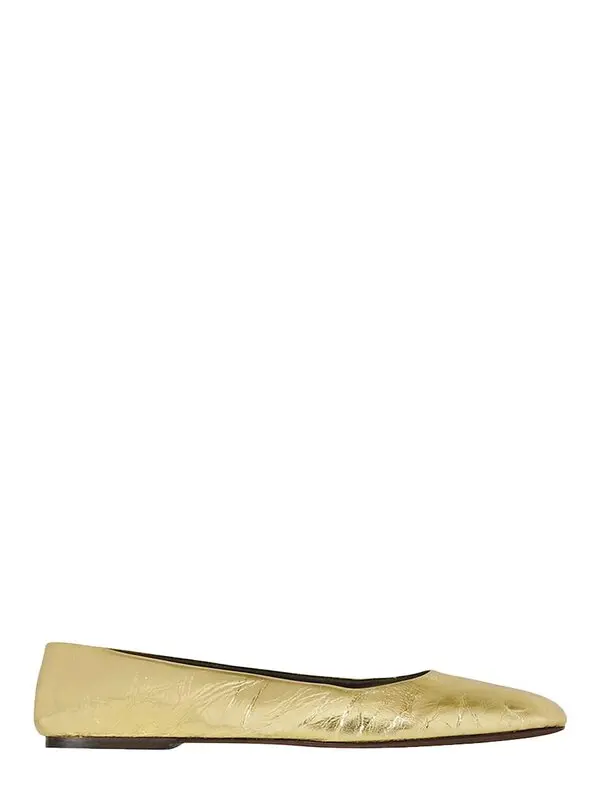 THE ROW Metallic Leather Ballerina Flats - Gold