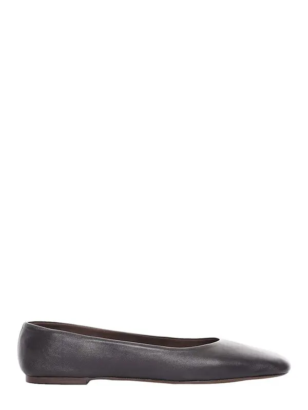 THE ROW Lambskin Leather Ballerina Flats - Black