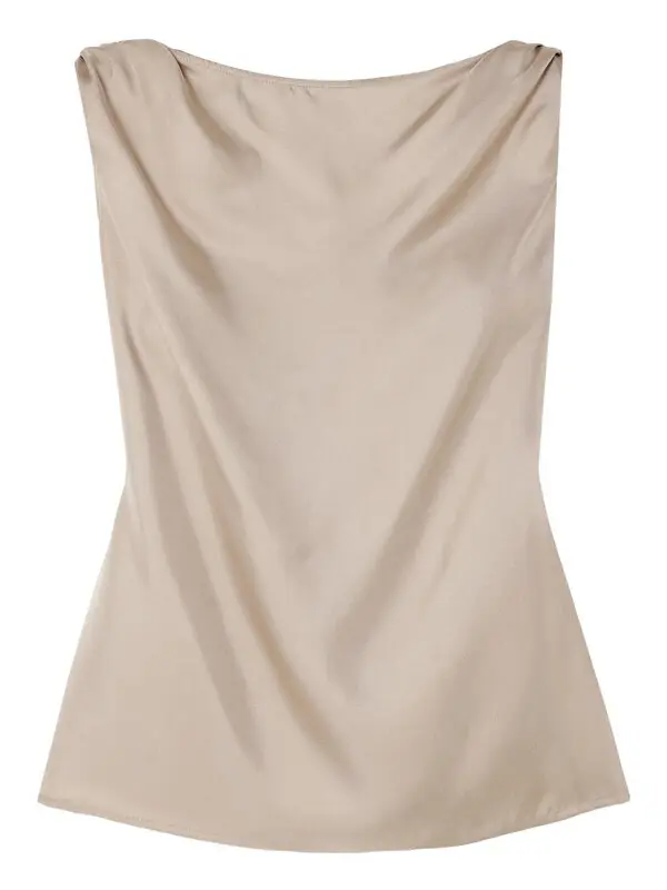 Loulou De Saison Remy Knotted Silk-twill Top - Neutrals