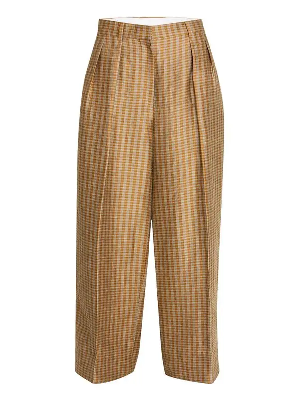 THE ROW Sherry Printed Wide Leg Pants - Orange Linen  White