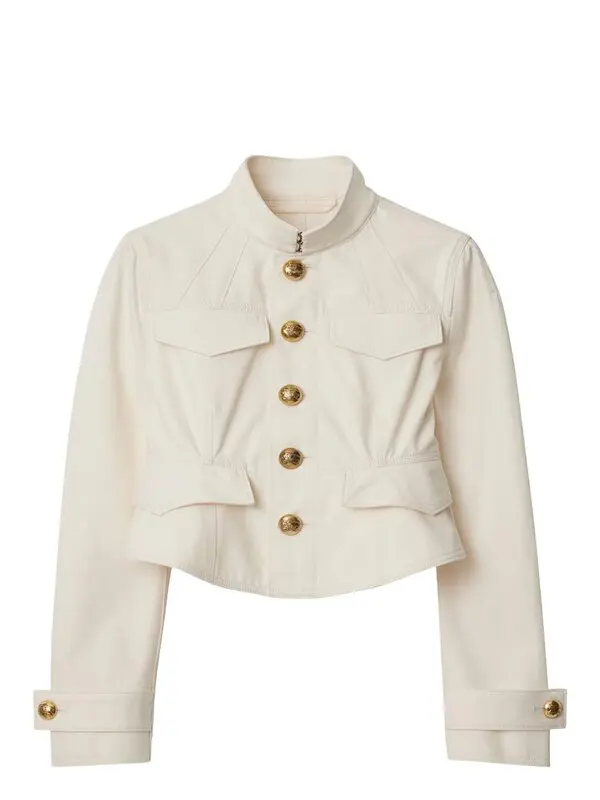 Burberry Cropped Cotton Twill Jacket - Off White