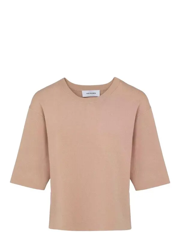 YVES SALOMON Knitted Cropped T-shirt - Neutrals