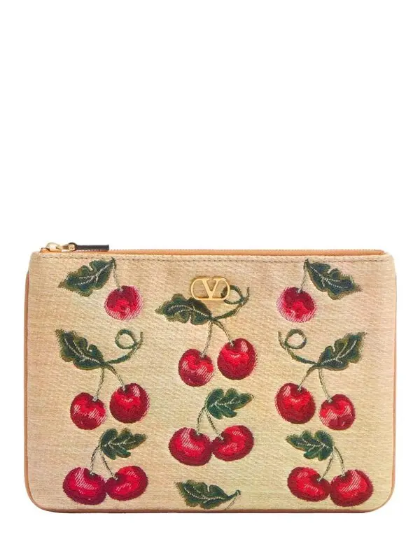 Valentino Garavani Vlogo Signature Cherryfic Print Clutch - Neutrals