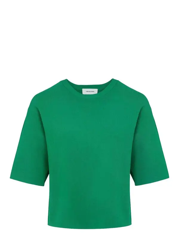 YVES SALOMON Knitted Cropped T-shirt - Green