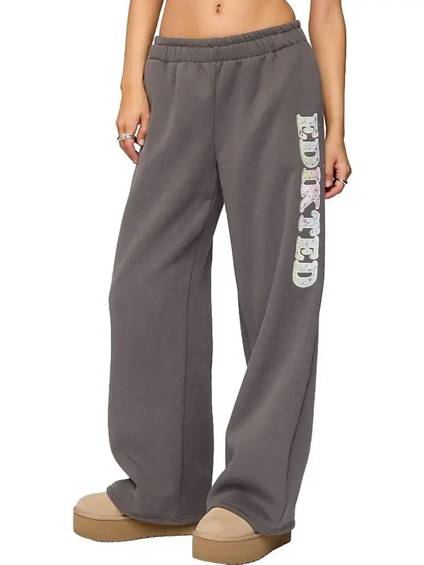 EDIKTED Wide Leg Sweatpants - Gray