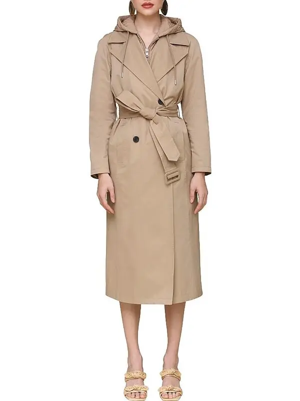 Avec Les Filles Quilted Bib Maxi Trench Coat - Khaki