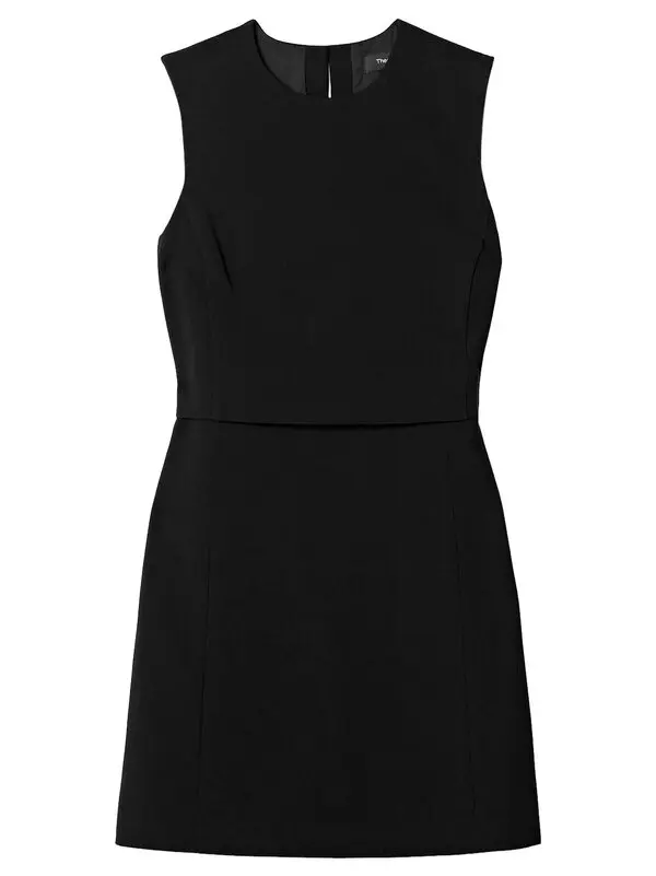 Theory Layered Crepe Mini Dress - Black