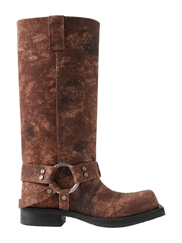 Acne Studios Coated-canvas Knee Boots - Brown