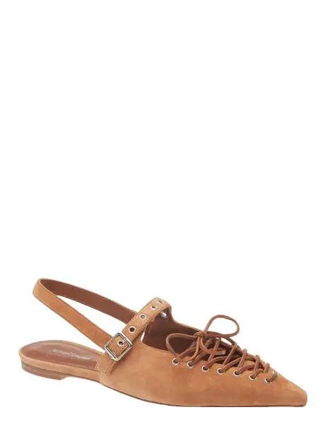 Jeffrey Campbell Geralt Pointed Toe Slingback Flats - Tan Suede