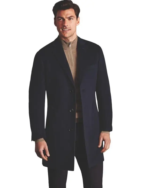 CHARLES TYRWHITT Pure Wool Overcoat - Navy