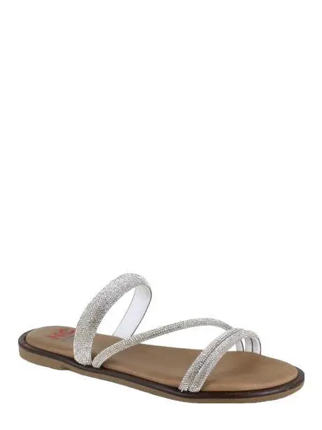 NATIONAL COMFORT Aranda Crystal Embellished Sandal - Silver Suede
