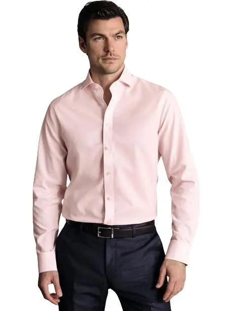 CHARLES TYRWHITT Non-iron Poplin Gingham Shirt - Pink
