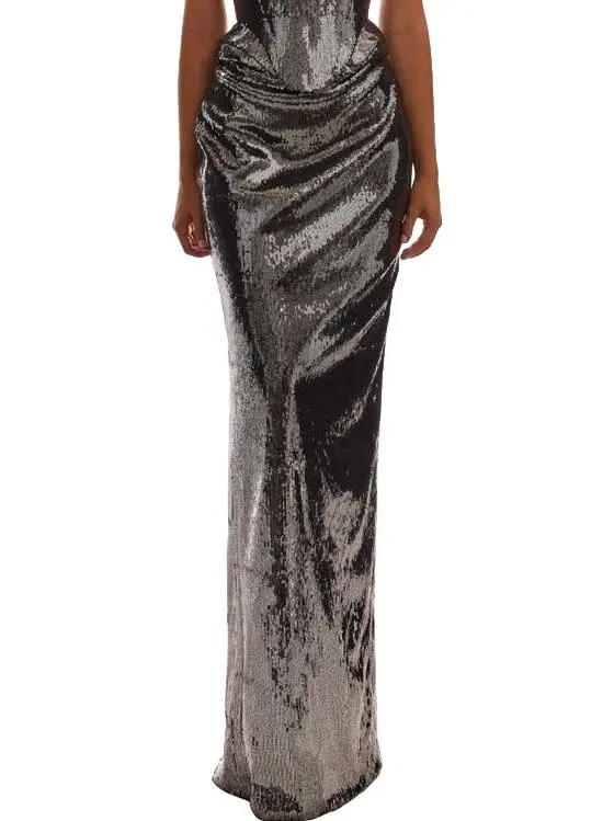MILLA Fitted High-waist Sequin Pencil Maxi Skirt - Gray